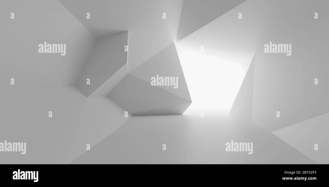 abstract geometric shapes of white polygon 3d render ...