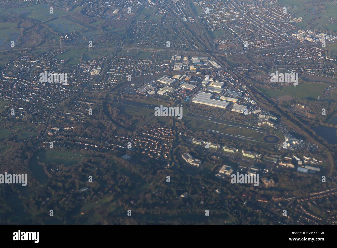 Aerial View of Brooklands Museum and Mercedes-Benz World, Weybridge ...