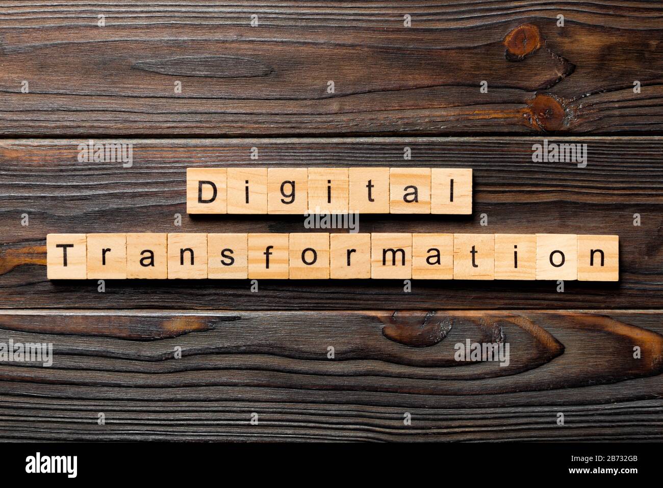 digital transformation word written on wood block. digital ...