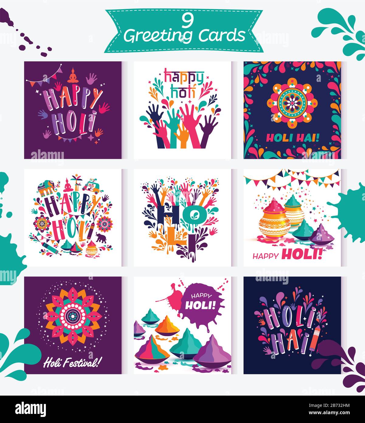 Happy holi vector elements for card design , Happy holi design Stock ...