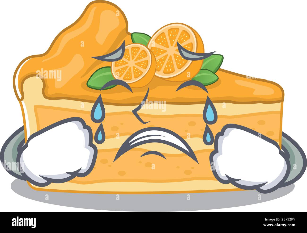 A Crying cheesecake orange cartoon mascot design style Stock Vector ...