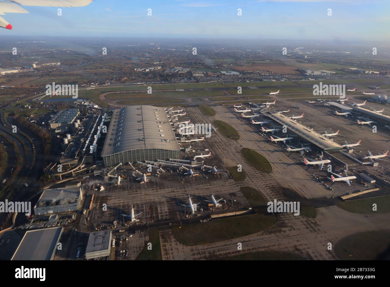 Aerial View of Heathrow Airport Terminal 5, London, UK, 06 March 2020 ...