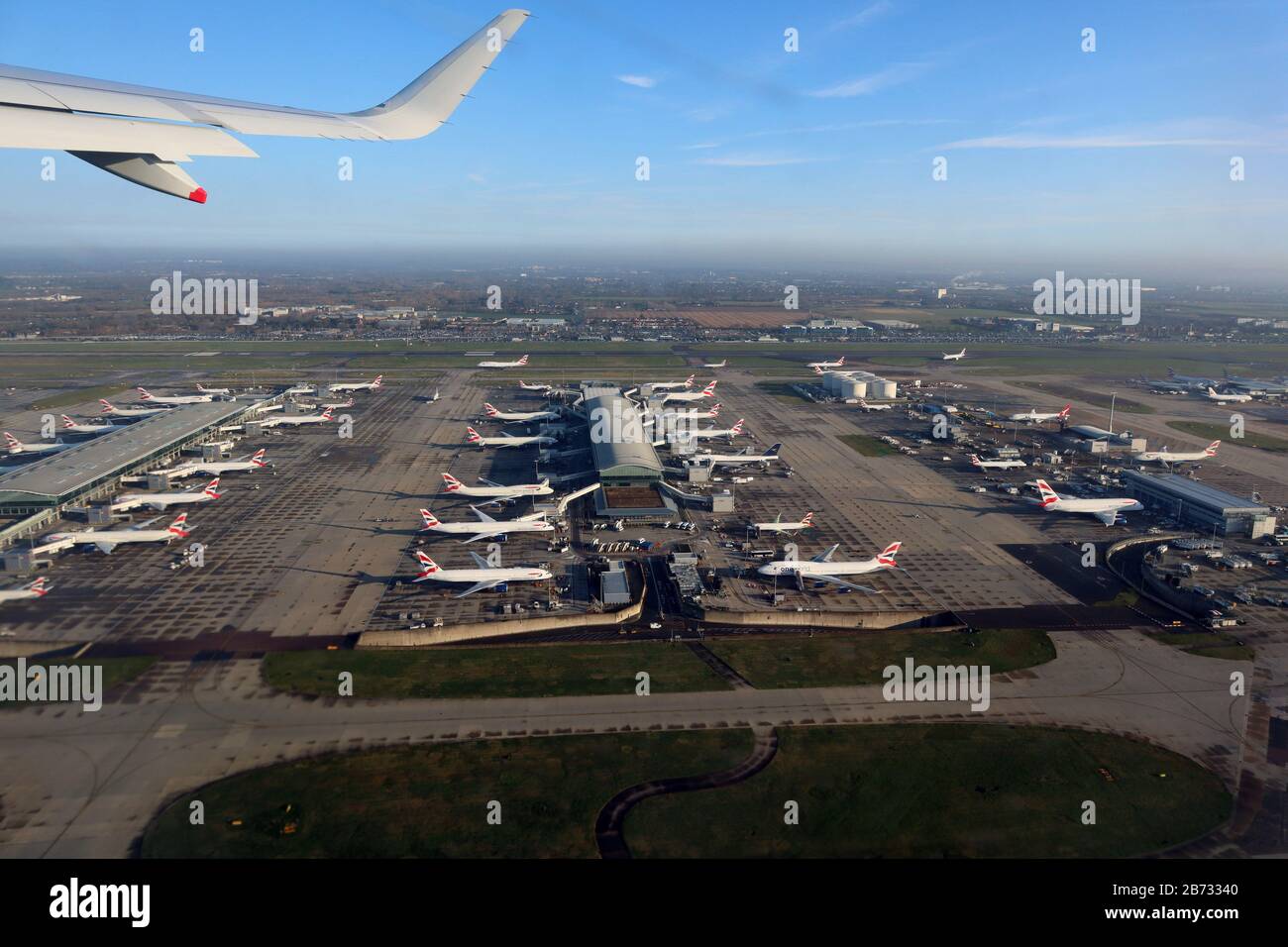 Aerial View of Heathrow Airport Terminal 5, London, UK, 06 March 2020 ...