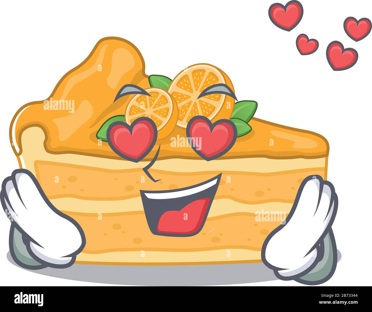cute cheesecake orange cartoon character showing a falling in love face ...