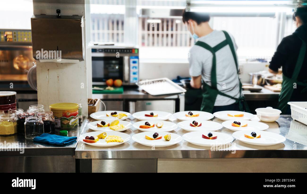 Hostel chef prepares breakfast menu: Omelette, Croissant sandwich ...
