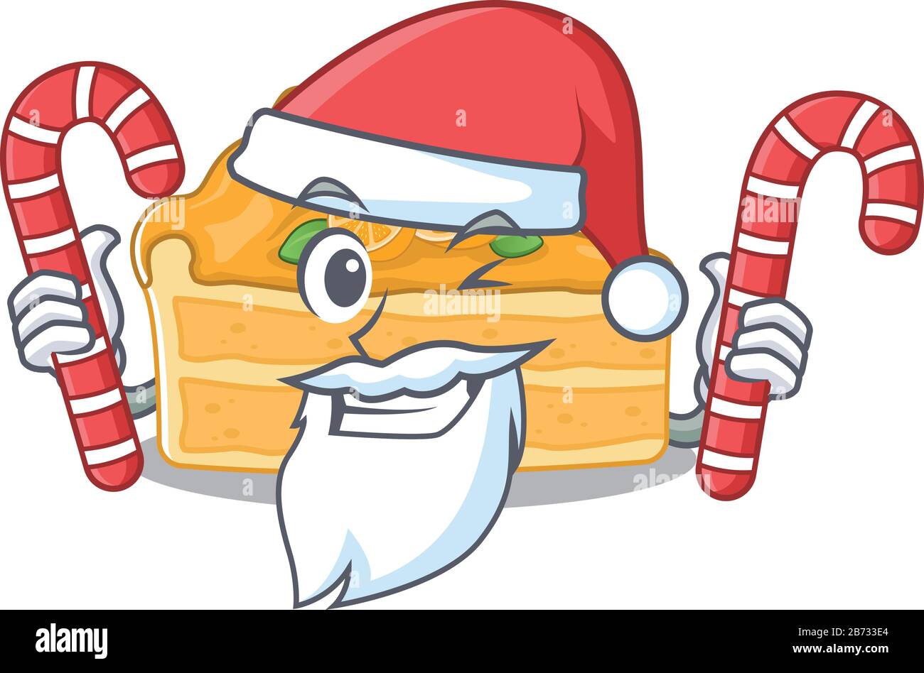 Friendly cheesecake orange in Santa Cartoon character having candies ...