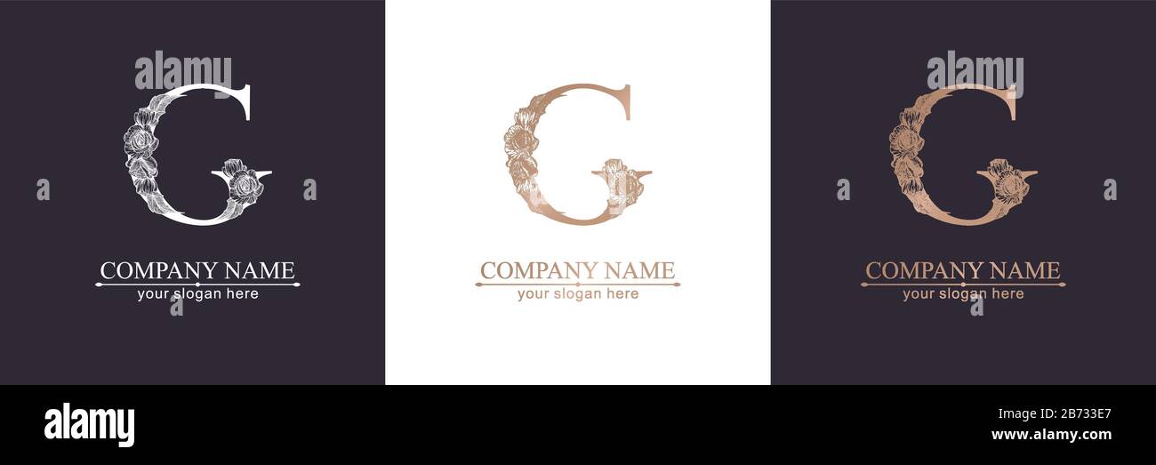 Letter G logo or monogram. For your business. Vector sign. Floral style ...