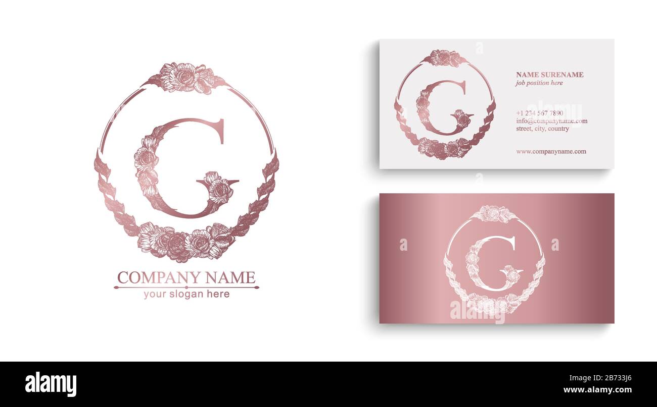 Letter G logo or monogram. For your business. Vector sign. Floral style ...