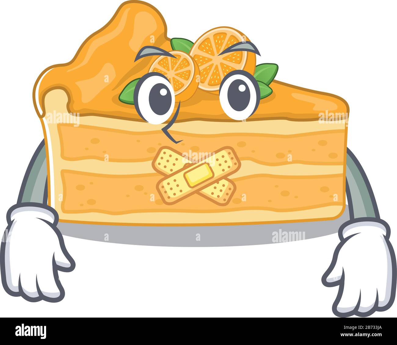 Cheesecake orange mascot cartoon character design with silent gesture ...