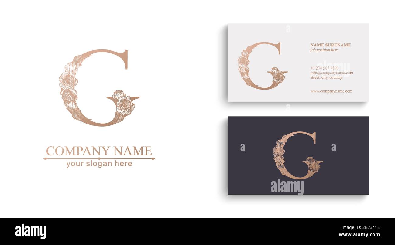 Letter G logo or monogram. For your business. Vector sign. Floral style ...