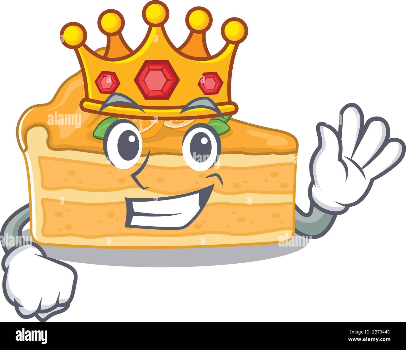 The Royal King of cheesecake orange cartoon character design with crown ...