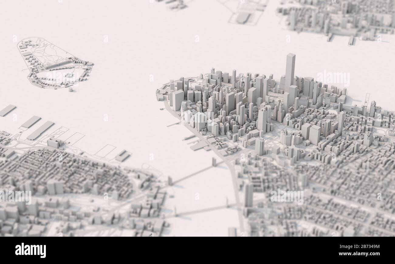 New York city map aerial view. grey minimal design. 3D Rendering Stock ...