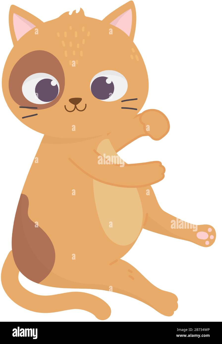 cute little cat with spots sitting feline cartoon vector illustration ...