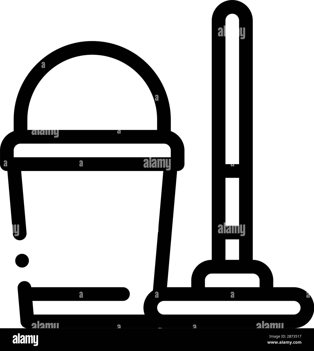 Bucket And Mop Icon Vector Outline Illustration Stock Vector Image ...