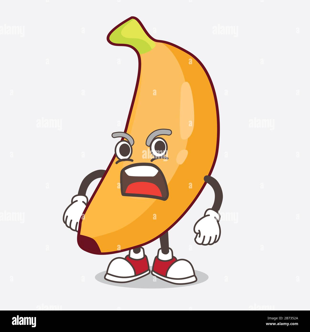 An illustration of Banana Fruit cartoon mascot character with angry ...