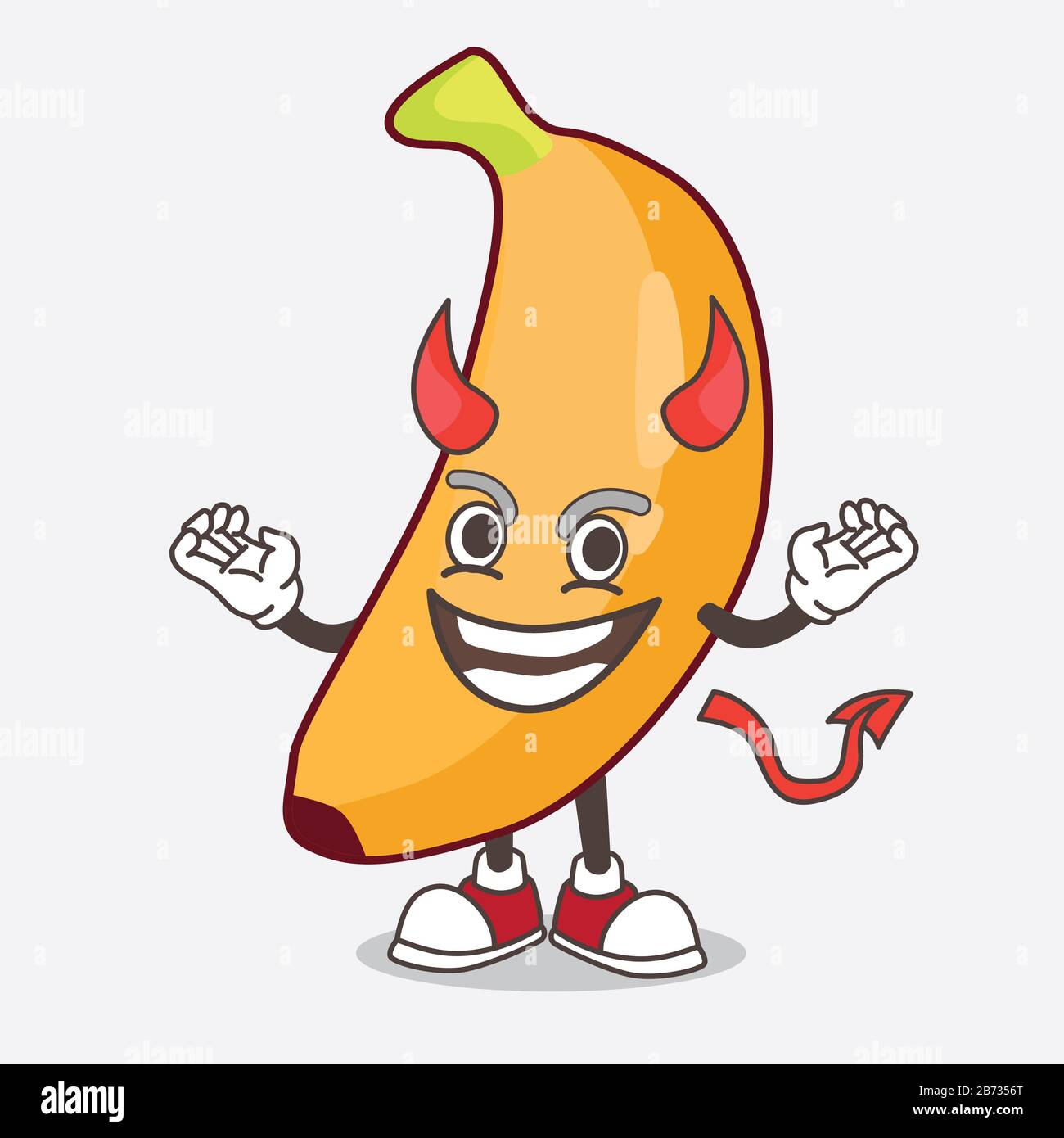 An illustration of Banana Fruit cartoon mascot character as cruel devil ...