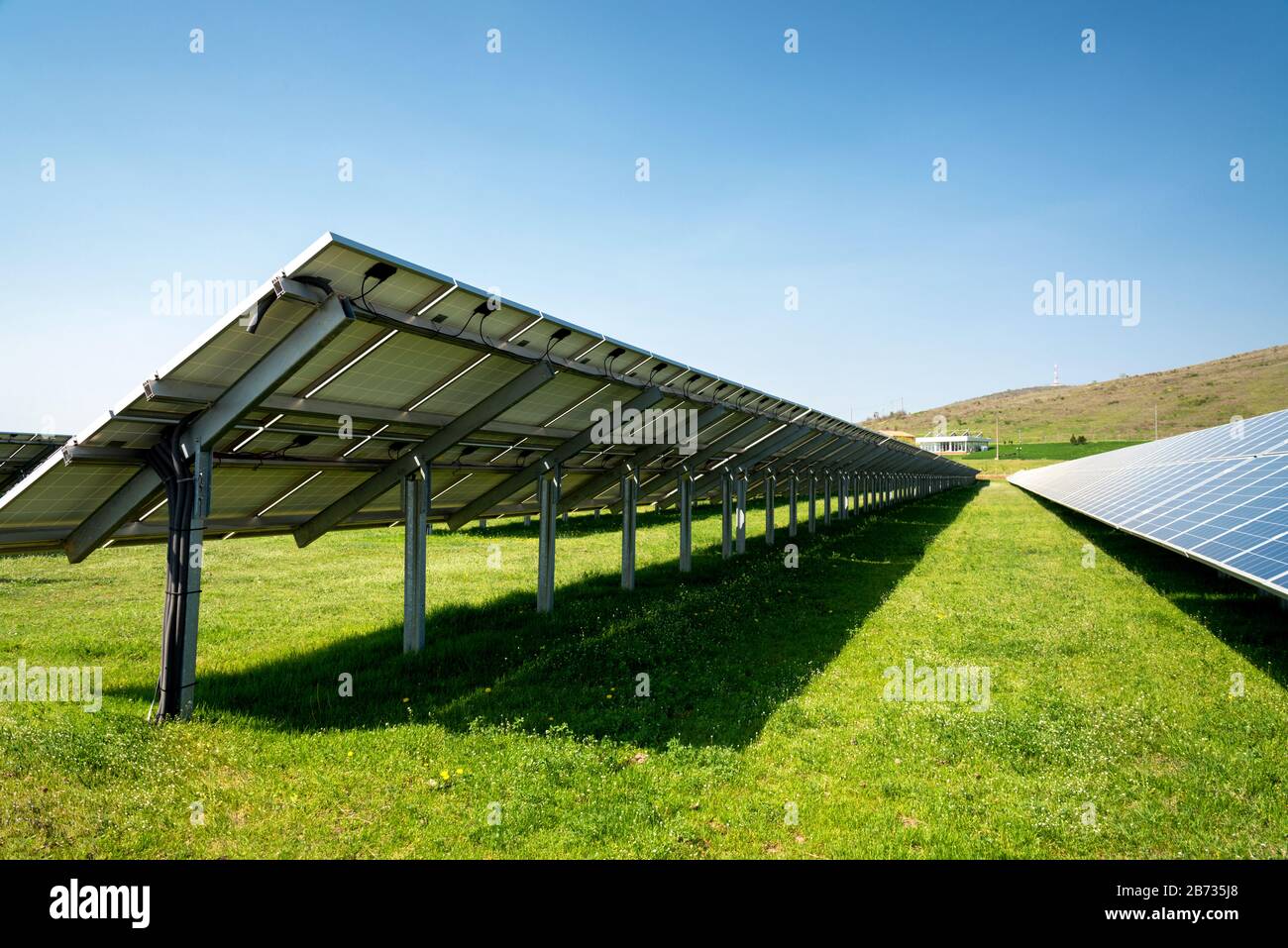 Back side of a solar panel, photovoltaic, alternative electricity ...