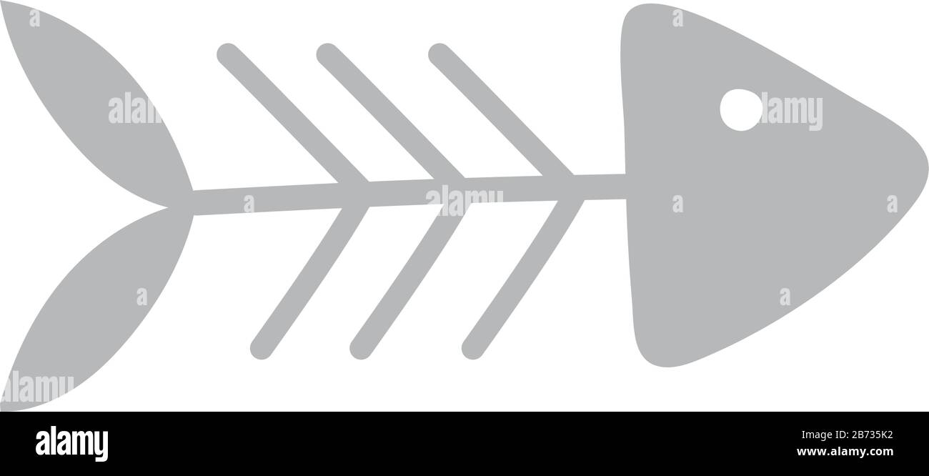 fishbone food icon on white background cartoon vector illustration ...