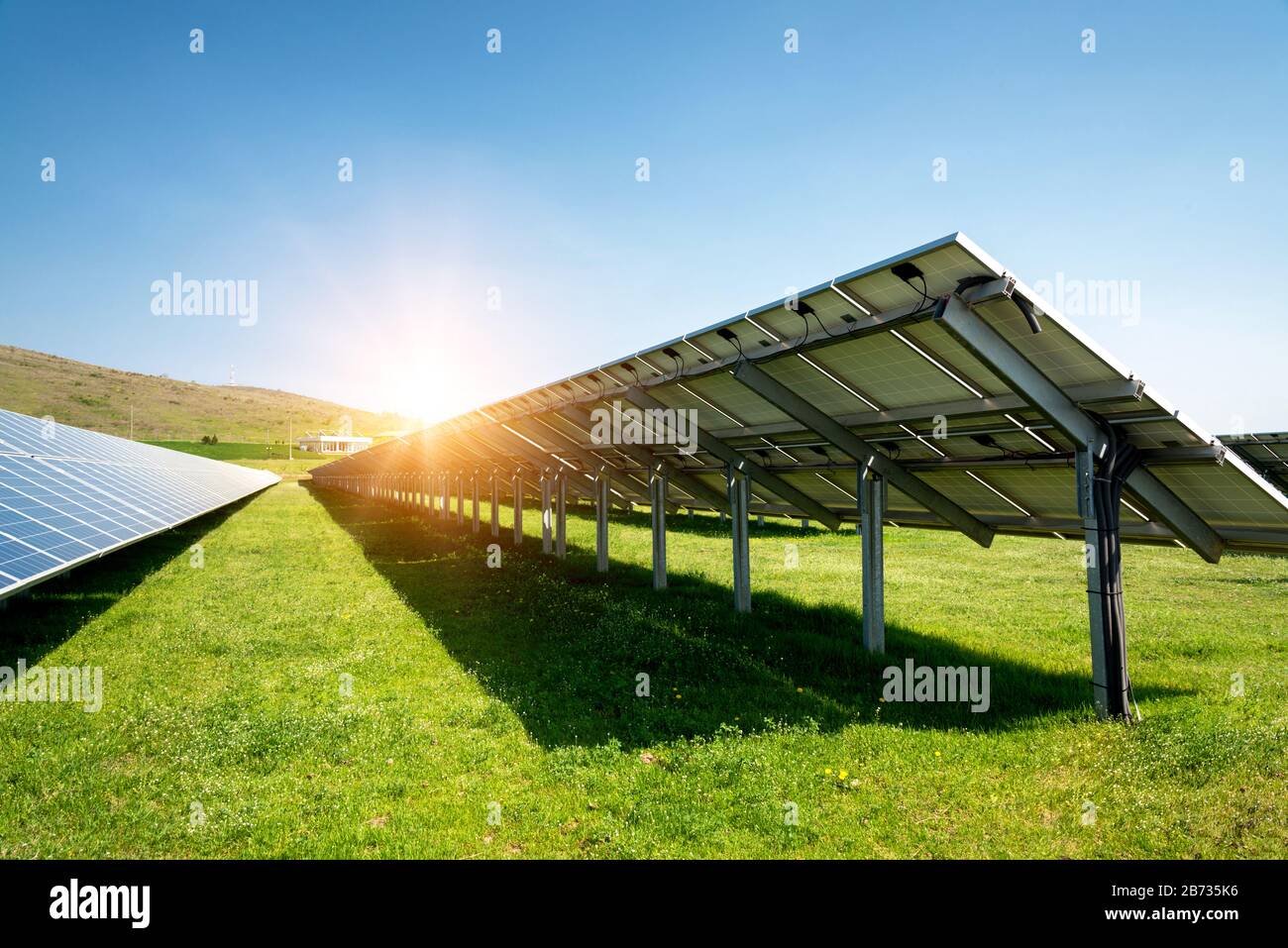 Back side of a solar panel, photovoltaic, alternative electricity ...