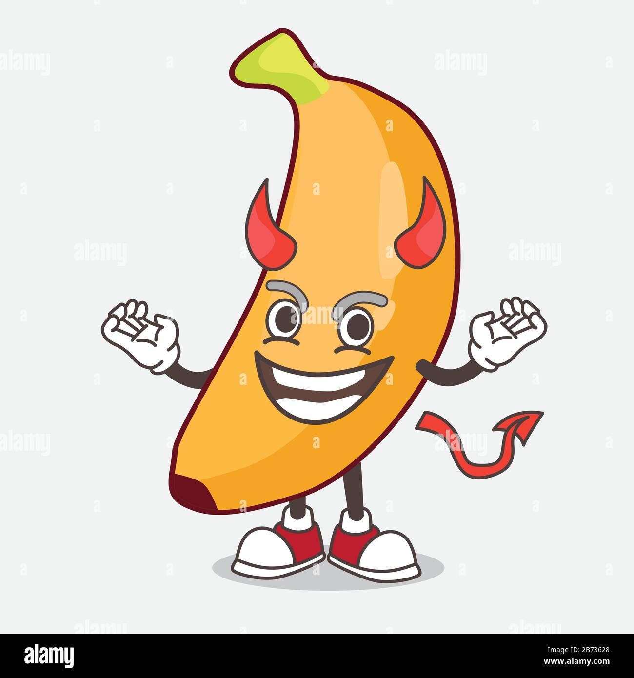 An illustration of Banana Fruit cartoon mascot character vector isolated with face, hand and ...