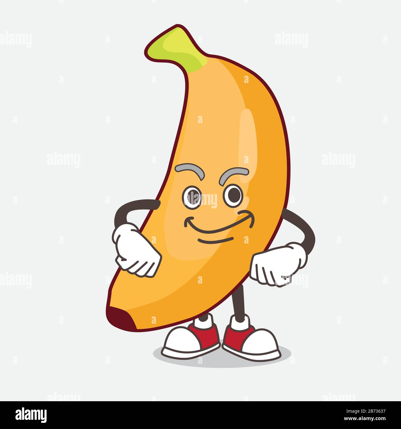 An illustration of Banana Fruit cartoon mascot character vector isolated with face, hand and ...
