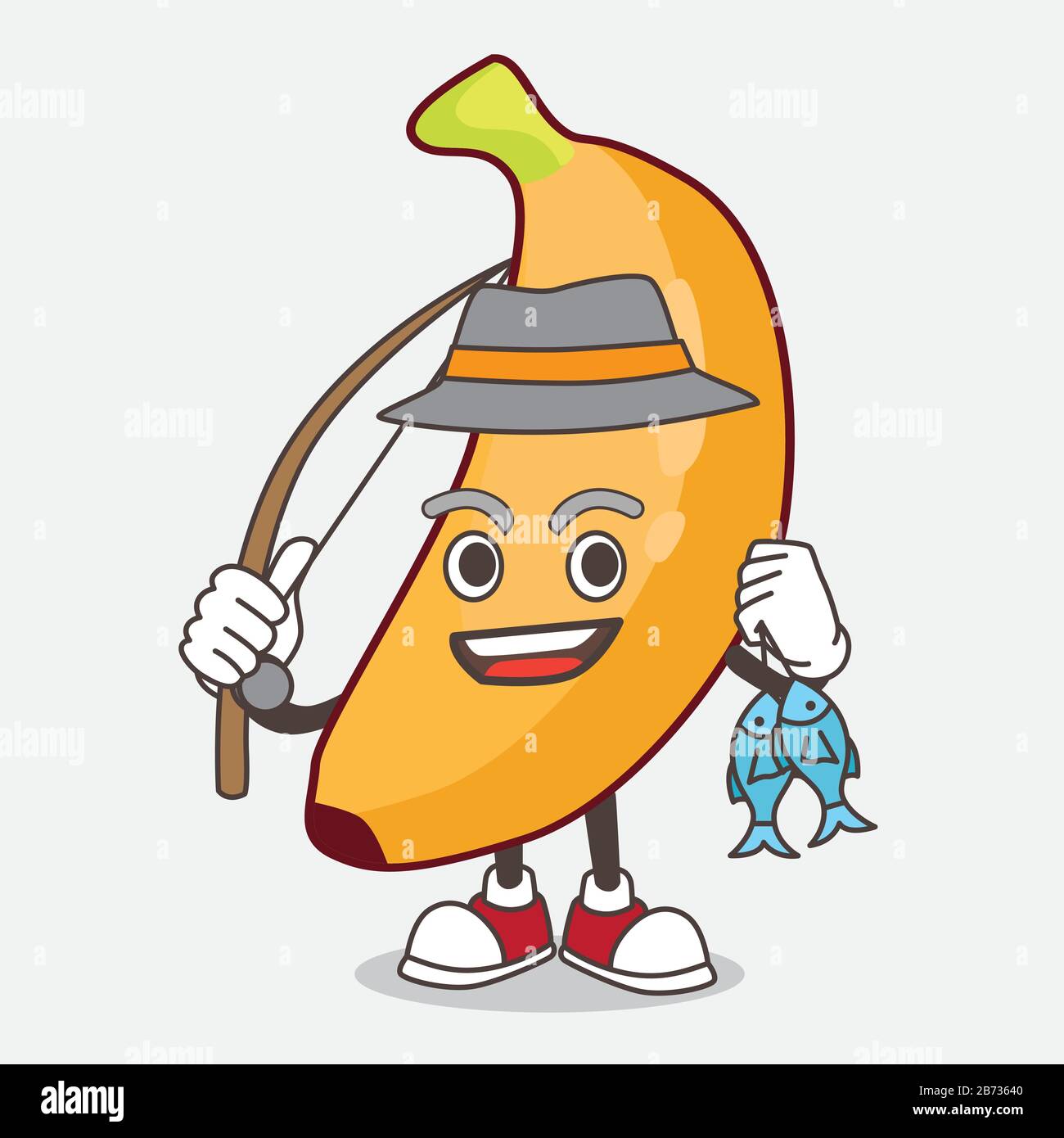 An illustration of Banana Fruit cartoon mascot character vector isolated with face, hand and ...