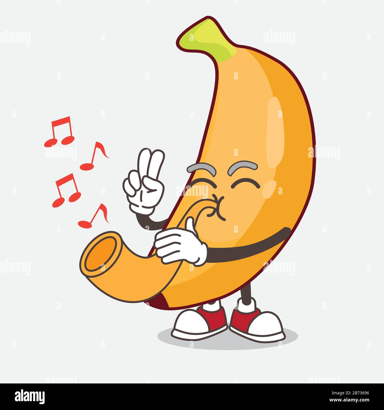 An illustration of Banana Fruit cartoon mascot character vector isolated with face, hand and ...