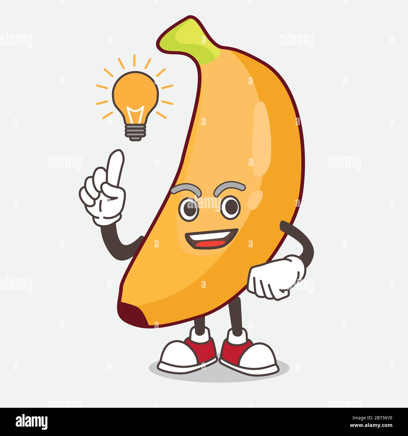 An illustration of Banana Fruit cartoon mascot character vector isolated with face, hand and ...