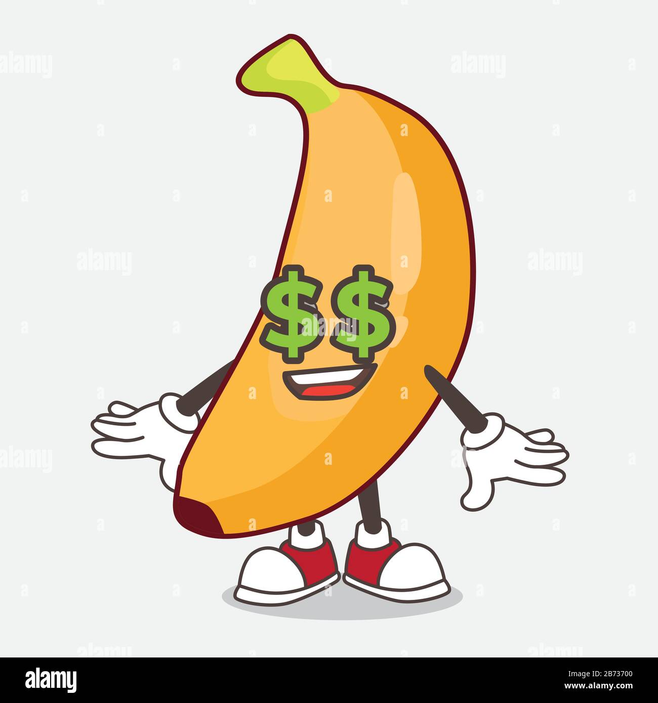 An illustration of Banana Fruit cartoon mascot character vector isolated with face, hand and ...