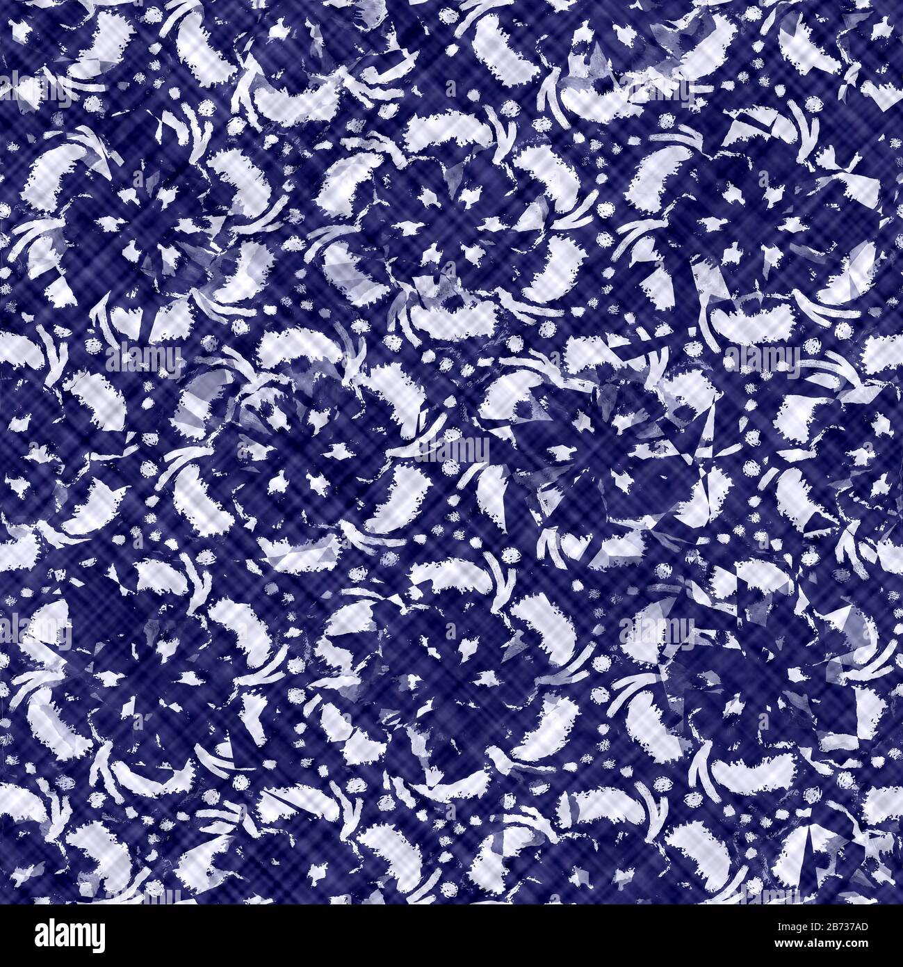 Indigo blue batik dyed daisy flower effect texture background. Seamless ...