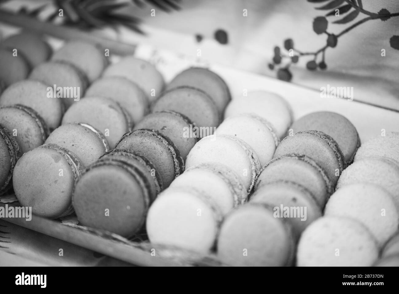 Dessert cake macaroons Black and White Stock Photos & Images - Alamy