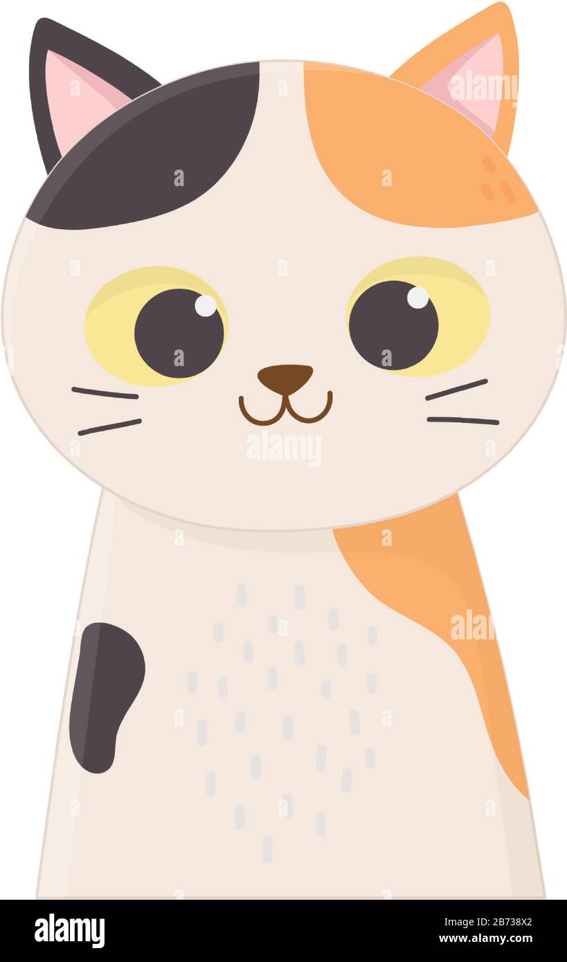 cute cat portrait cartoon feline animal icon design vector illustration ...