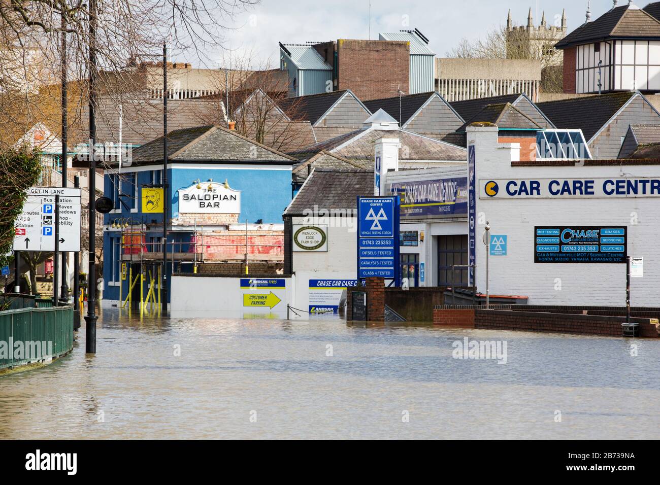 Shrewsbury flooded by the river Severn, after the wettest February ever ...