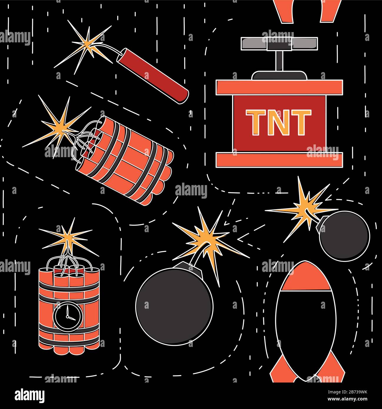 Seamless pattern explosive retro dynamite for mining colorful icon ...