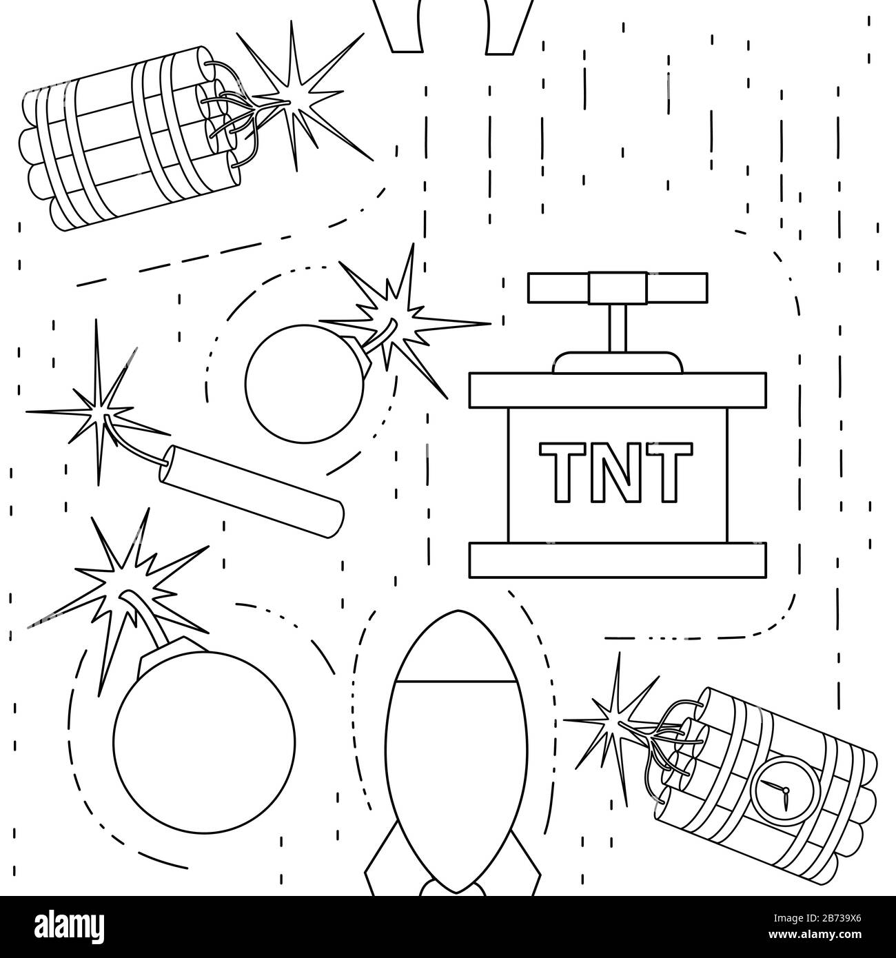 Seamless pattern explosive retro dynamite set for mining outline icon ...