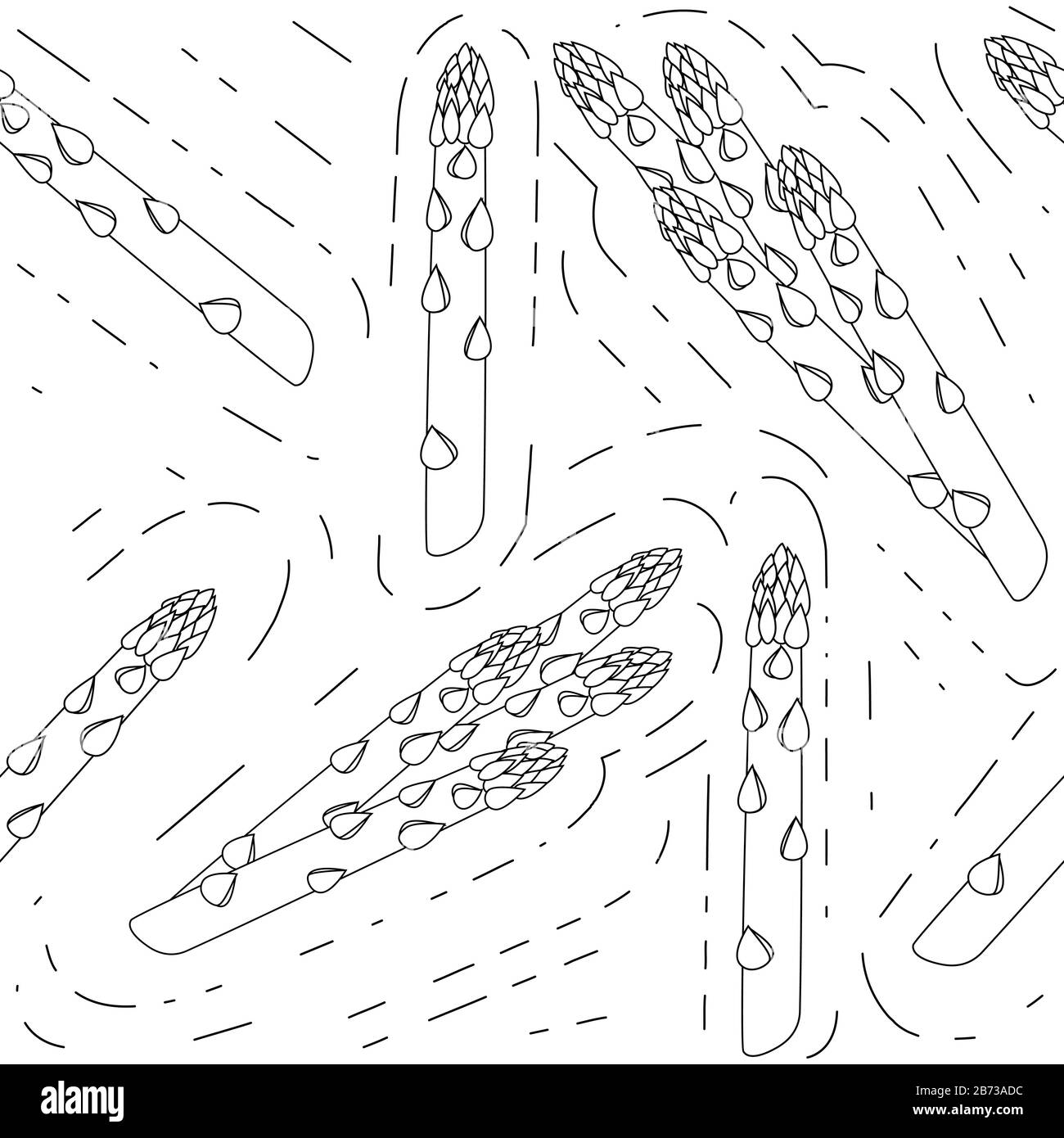 Seamless pattern outline asparagus vegetable stem asparagus sprout ...