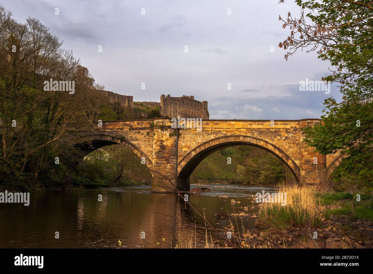 Richmond Castle, the River Swale and Green Bridge, Richmond, North ...