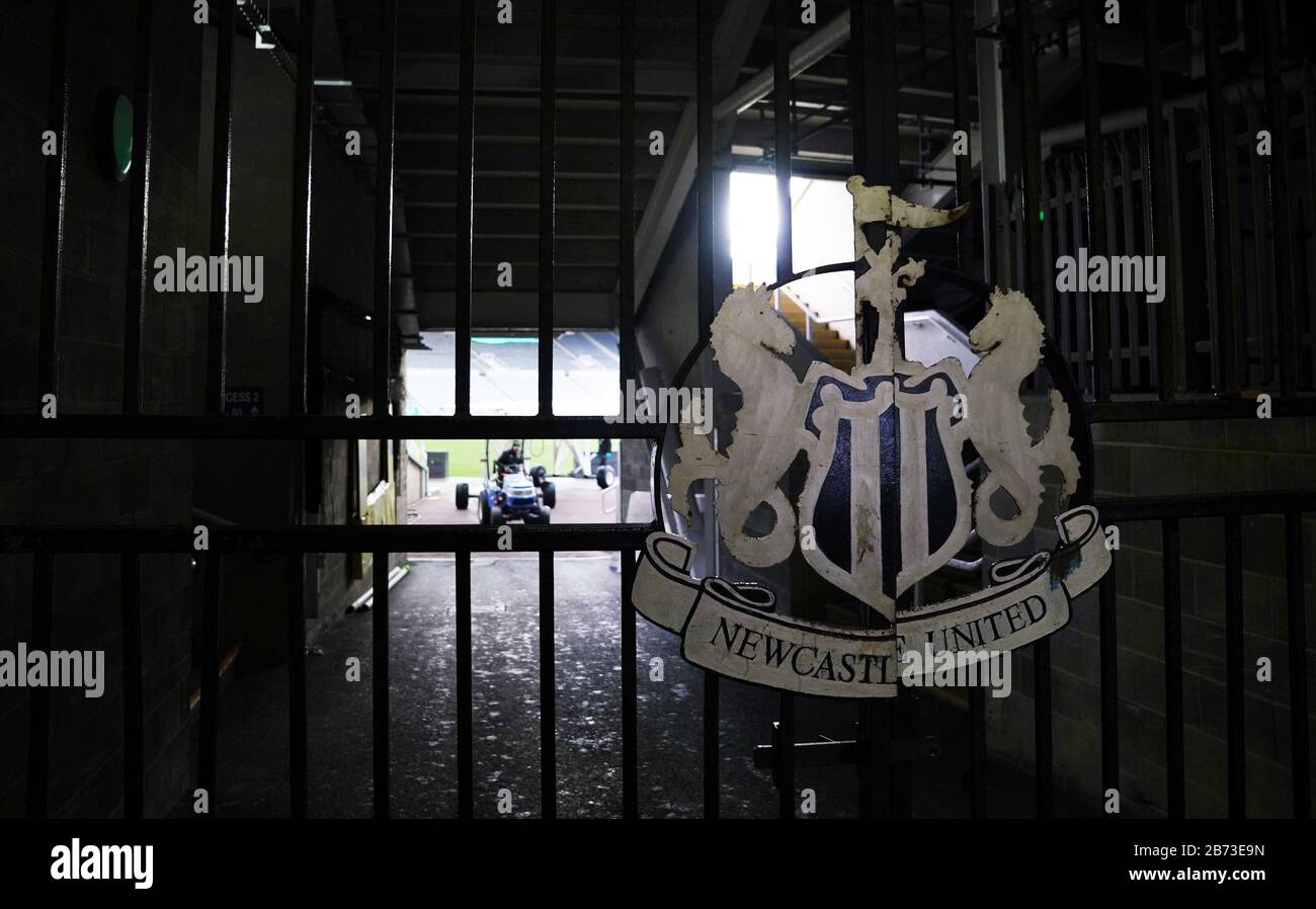 A view through gates at St James' Park, Newcastle Stock Photo - Alamy