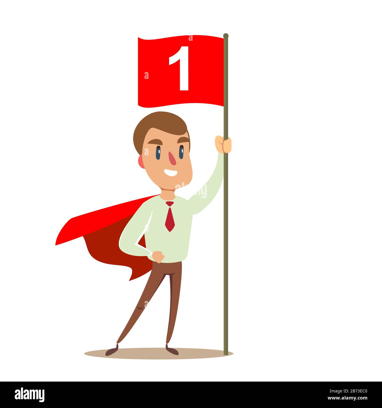 Happy businessman holding number one flag Stock Vector Image & Art - Alamy