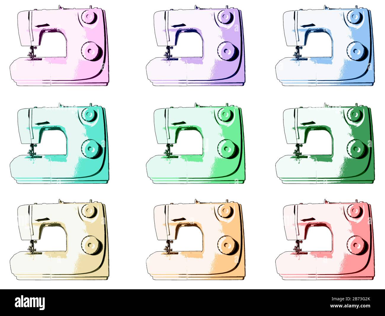Different color sewing machines. Vector, Illustration Stock Vector ...