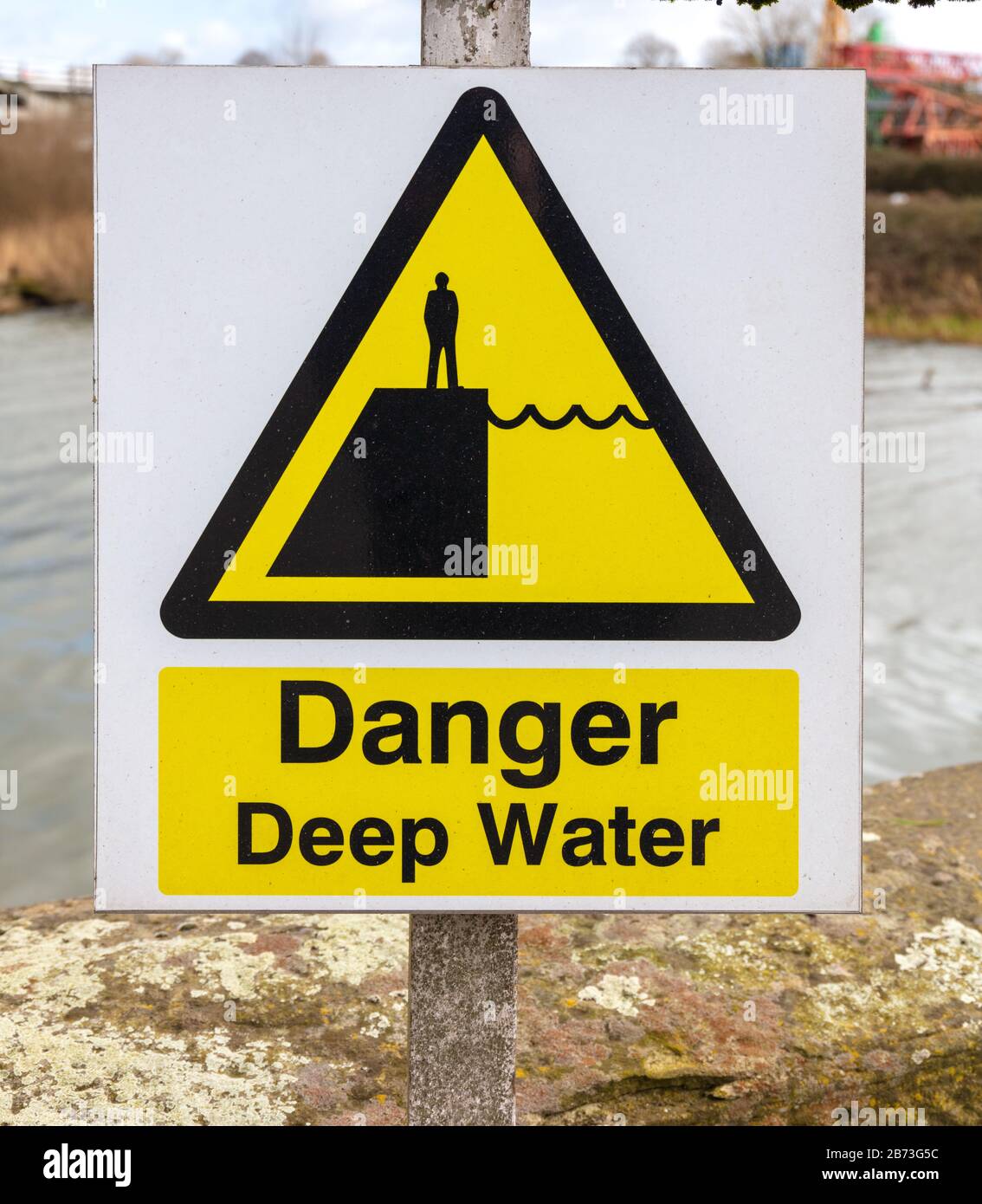 Danger Deep water sign, England Stock Photo - Alamy