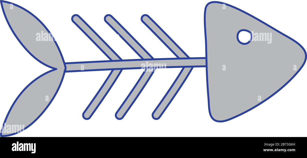 fishbone food icon on white background cartoon vector illustration ...