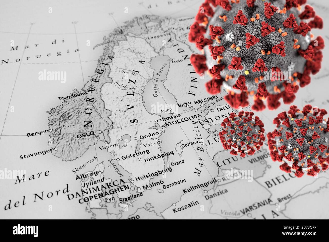 Epidemic conditions over Northern Europe area Stock Photo - Alamy