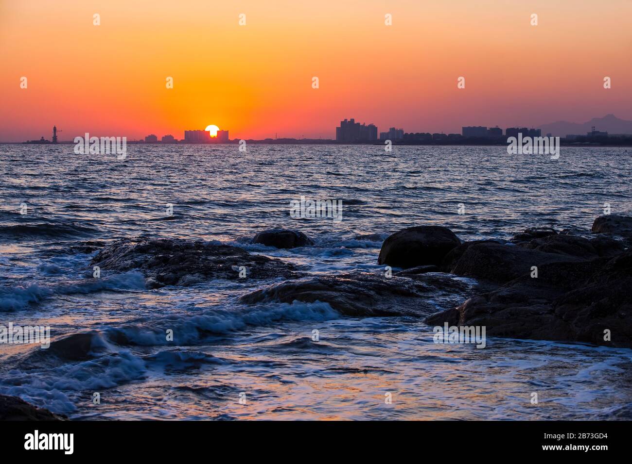 The evening scenery of the sea Stock Photo - Alamy