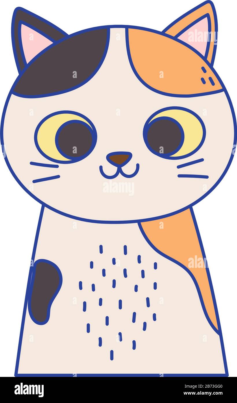 cute cat portrait cartoon feline animal icon design vector illustration ...