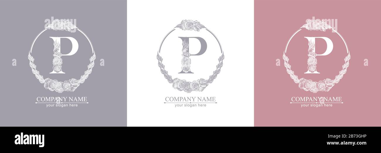 Letter P logo or monogram. For your business. Vector sign. Floral style ...