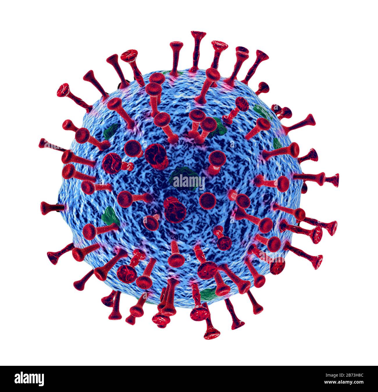 Illustration of a virus pathogen, blue with red antennae white ...
