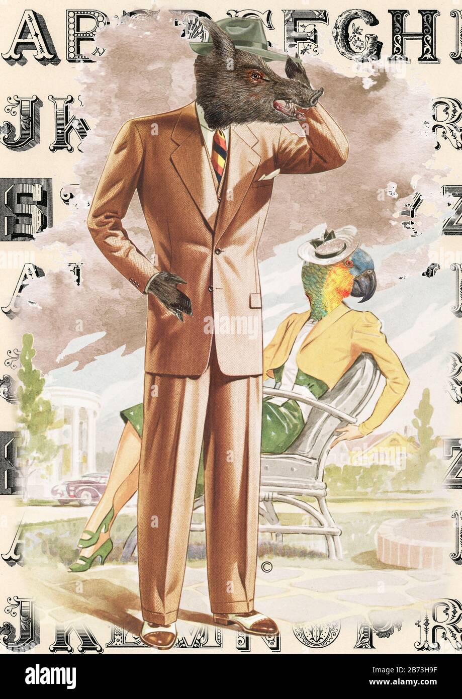 Vintage style chimera animal portrait art Stock Photo - Alamy