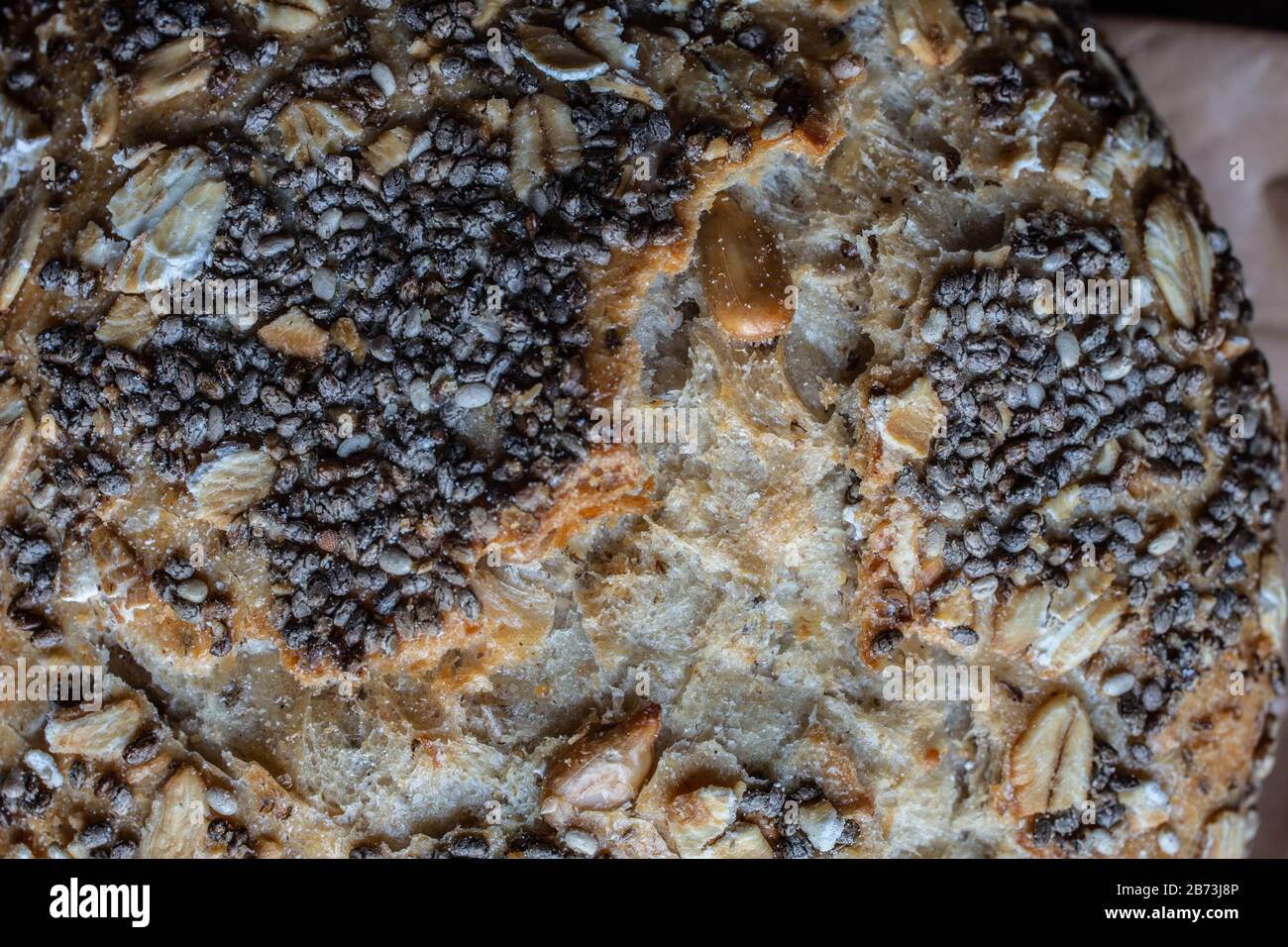 crispy multigrain rolls with poppy seeds greatly enlarged Stock Photo ...