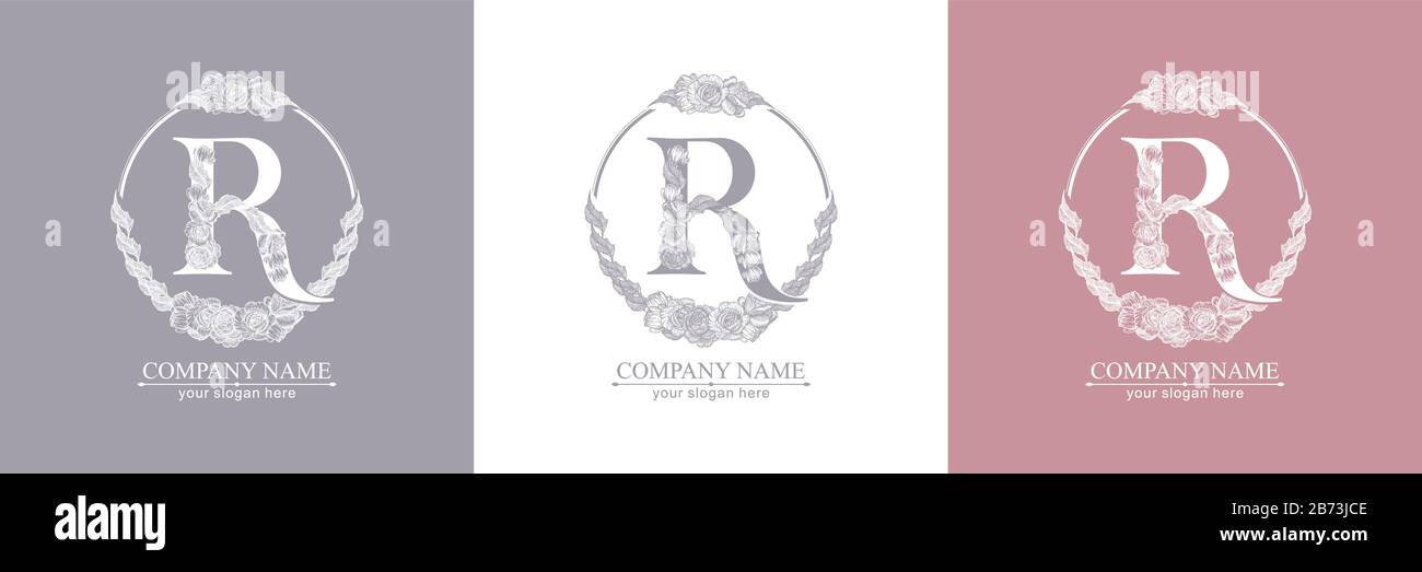 Letter R logo or monogram. For your business. Vector sign. Floral style ...